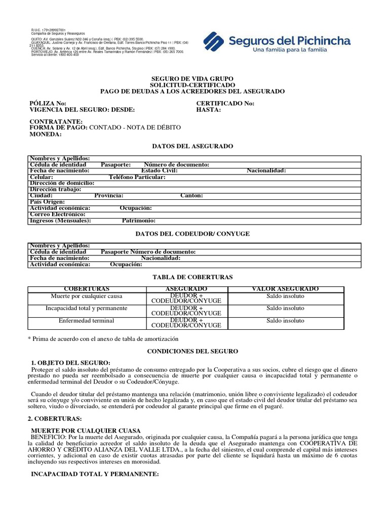 Formato Certificado Individual Del Seguro | PDF | Póliza de seguros ...