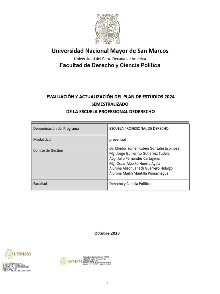 RR 013367-2023-R Evaluación y Actualización Del Plan de Estudios 2024 Semestralizado Derecho ...