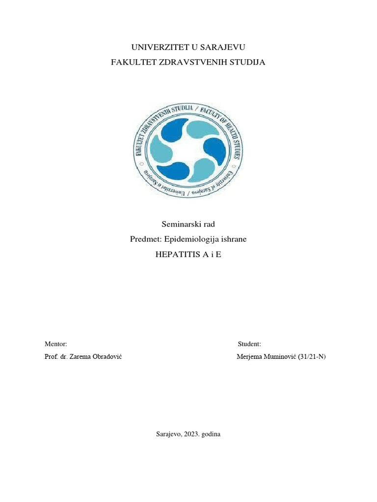 Muminovic Merjema, Seminarski Rad, Epidemiologija Ishrane | PDF