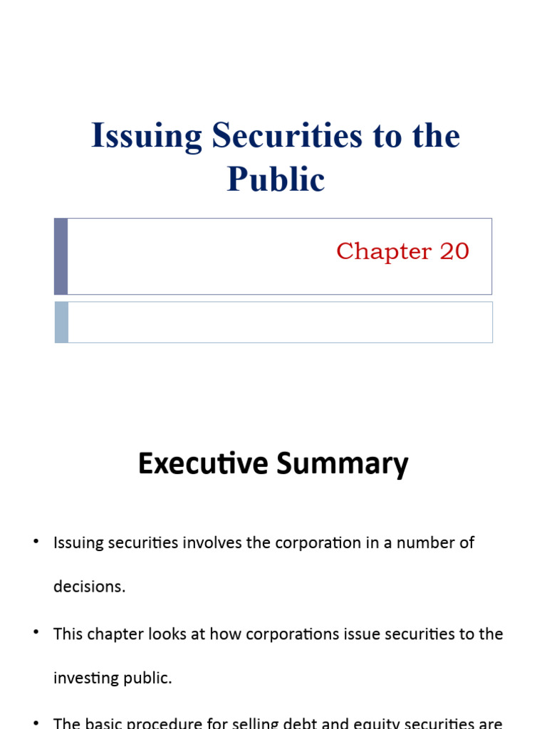 Chapter 20 - NEW | PDF | Stocks | Securities (Finance)
