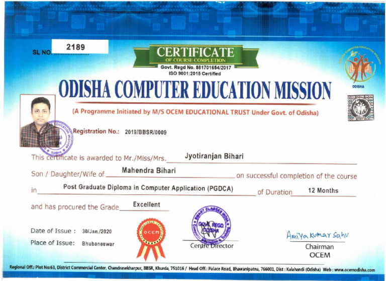 PGDCA Certificate | PDF PGDCA Certificate | PDF