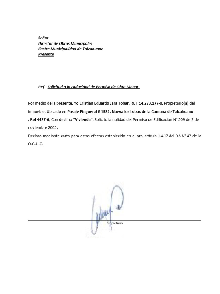 00-Solicitud A La Caducidad de Permiso de Edificacion | PDF | Hogar, jardinería y bricolaje