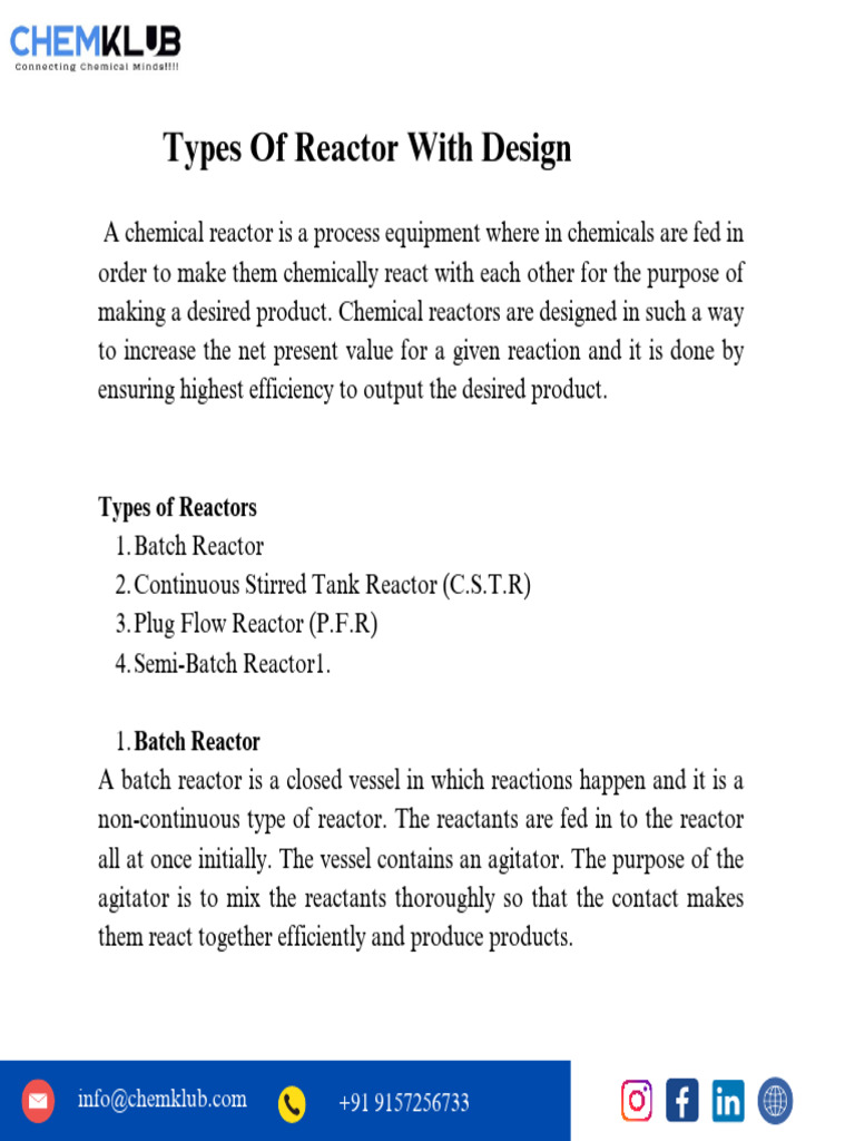 Types of Rectors With Design | Download Free PDF | Chemical Reactor ...