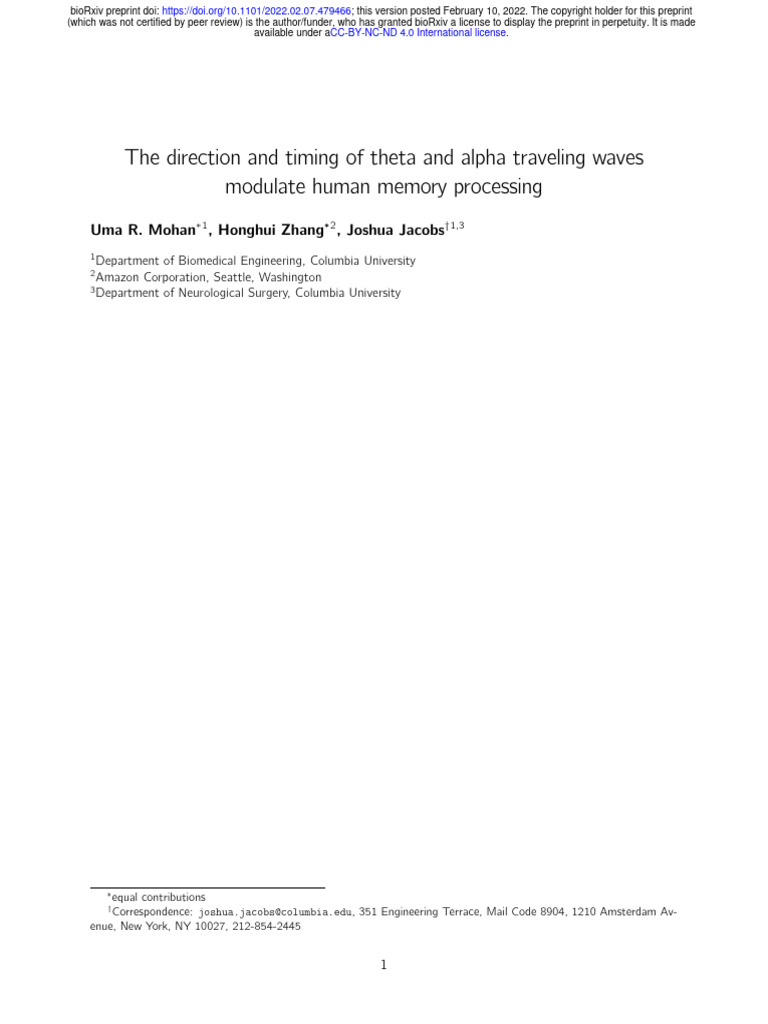 The Direction and Timing of Theta and Alpha Travel | PDF | Neural ...