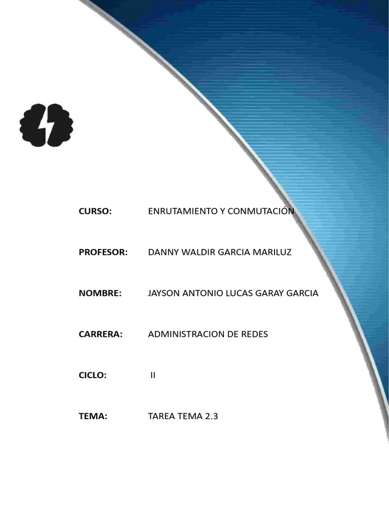 Tarea Tema 2.3 | PDF | Conmutador de red | Ingeniería Informática