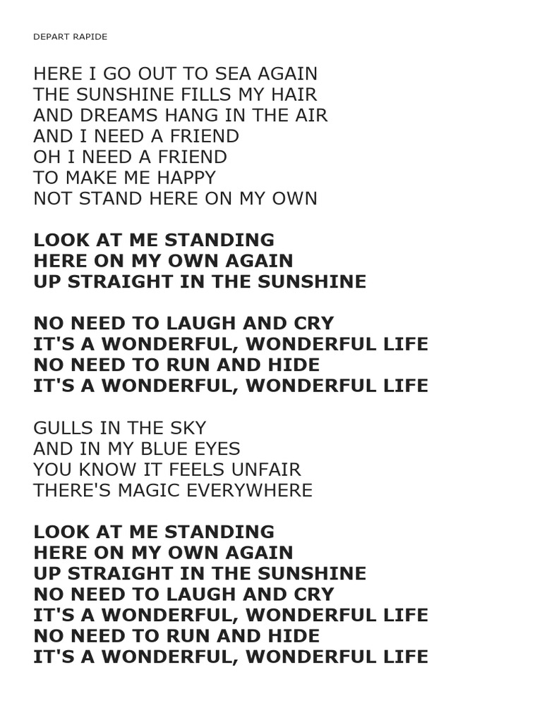 Wonderful Life Lyrics Analysis | PDF | Art | Religion & Spirituality