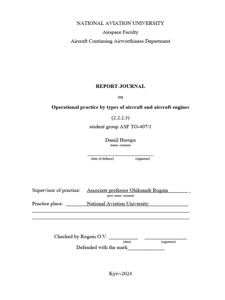 Aircraft Operational Practice Report | PDF | Aviation