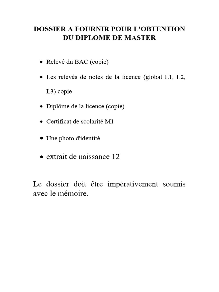 Dossier pour diplôme de Master | PDF