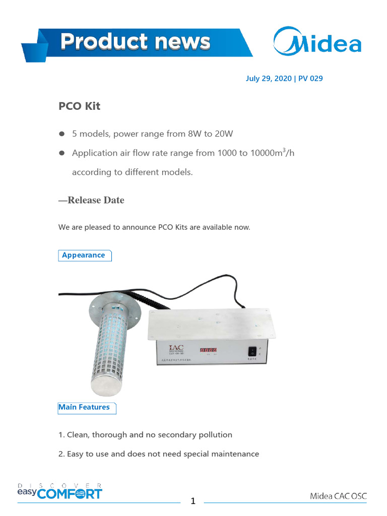 PV 029 - Product News - PCO Kit - 20200729 | PDF | Technology & Engineering