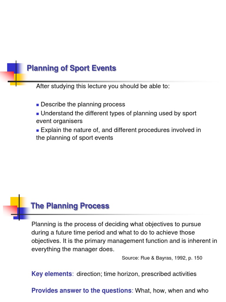 Planning of Sport Events 1 | PDF | Feasibility Study | Strategic Management