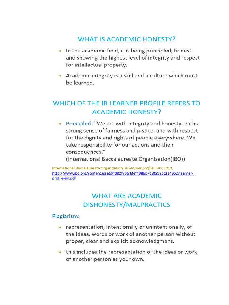 Academic Honesty | PDF | Academic Dishonesty | Plagiarism