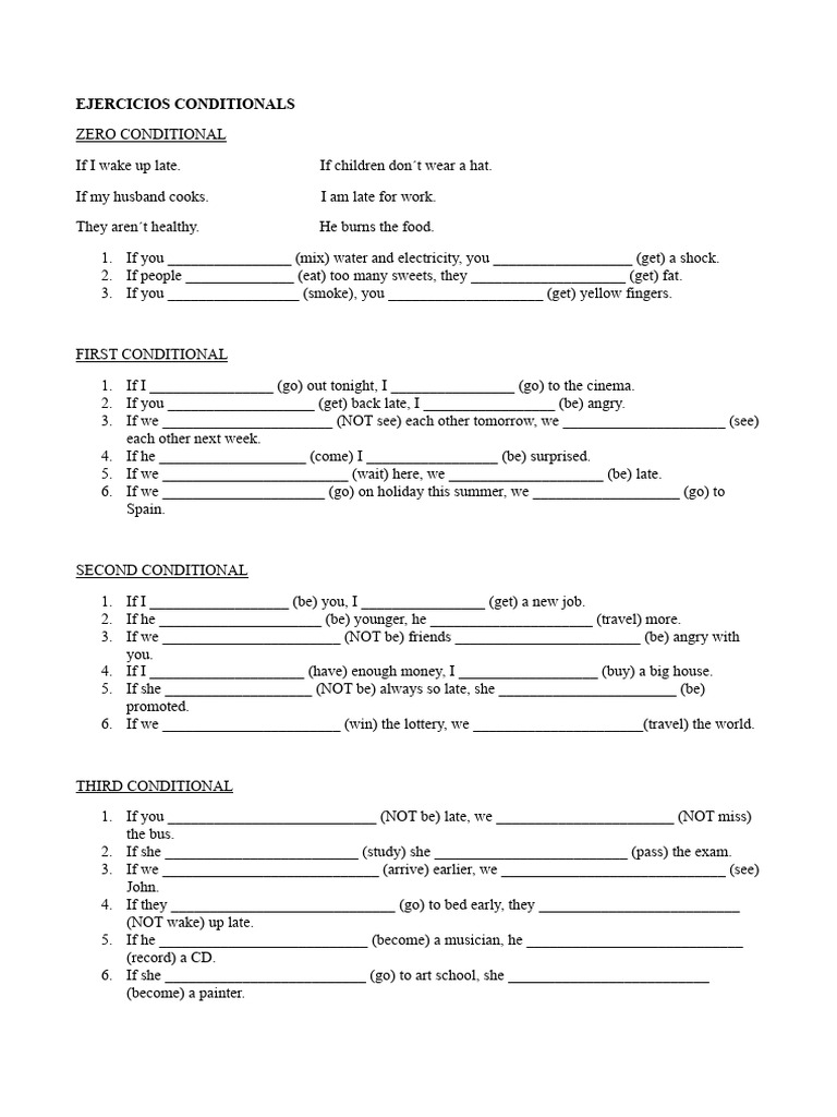 EJERCICIOS CONDITIONALS | PDF