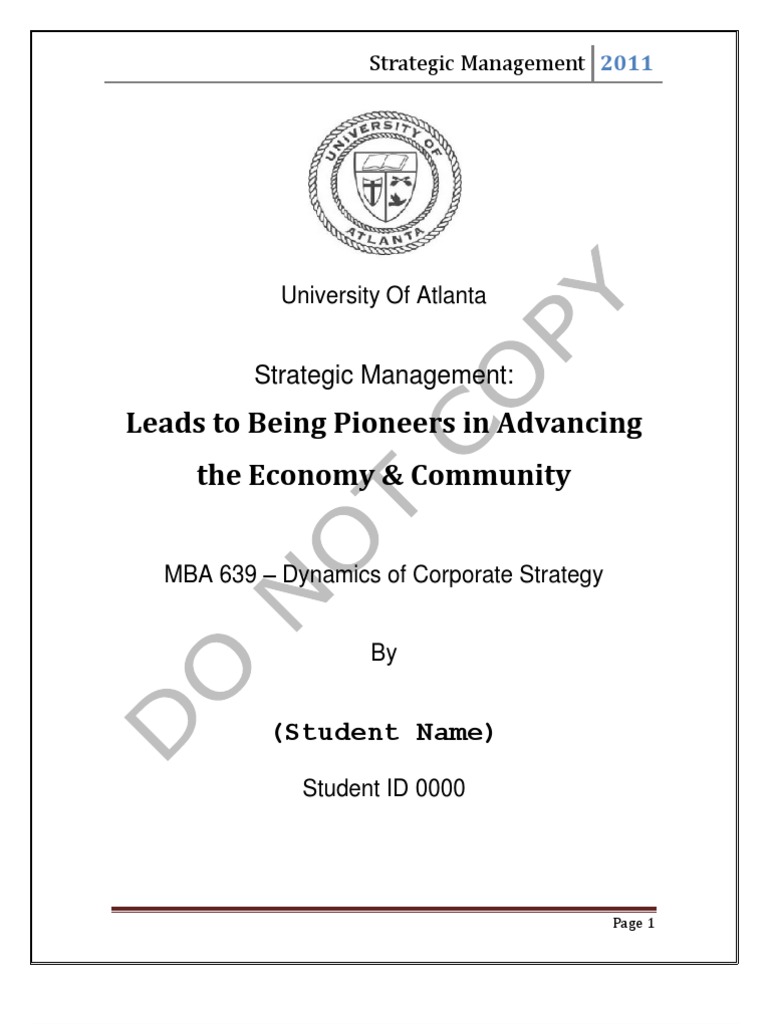 Strategic Management Sample Research Paper PDF | PDF | Strategic ...