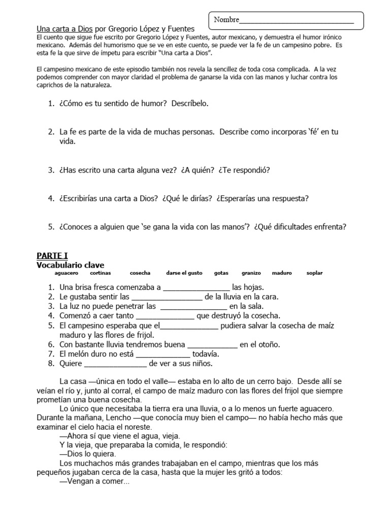 Una Carta A Dios | PDF | Lluvia