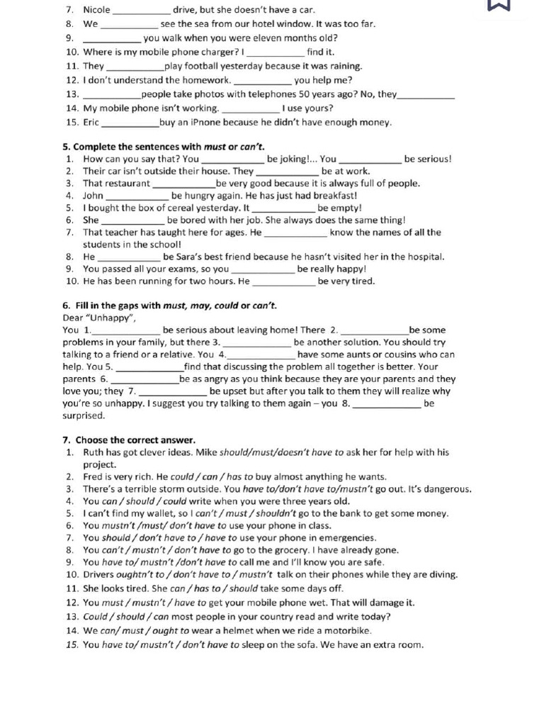 Ejercicios Modal Verbs 2 | PDF