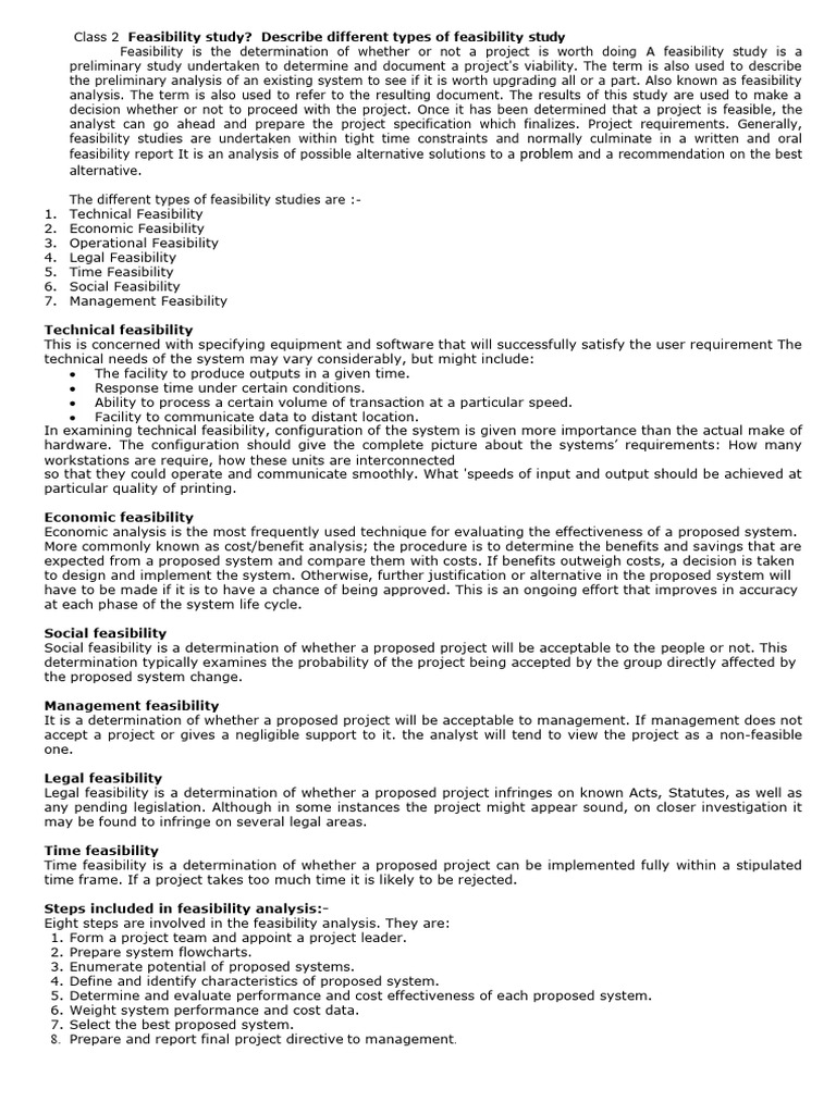 Class 2 Feasibility Study | PDF | Feasibility Study | Information Technology