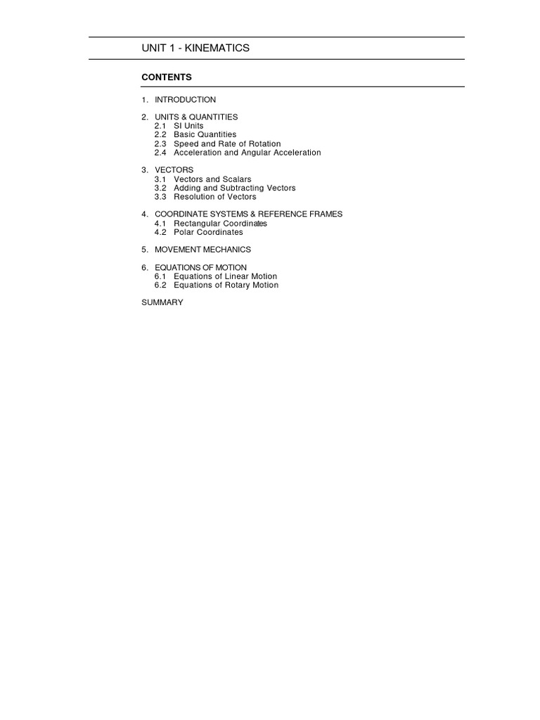 Module 1 - Unit 1 - Kinematics | PDF | Acceleration | Velocity Module 1 - Unit 1 - Kinematics | PDF | Acceleration | Velocity