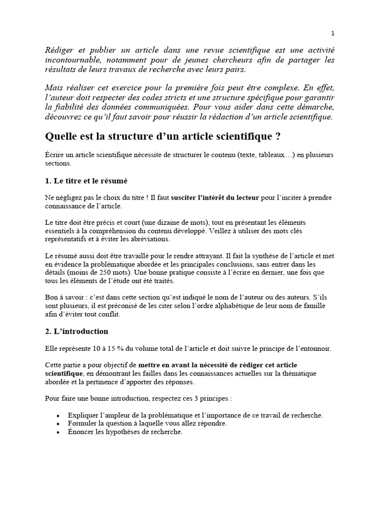 Guide de rédaction d'article scientifique | PDF | Traductions ...