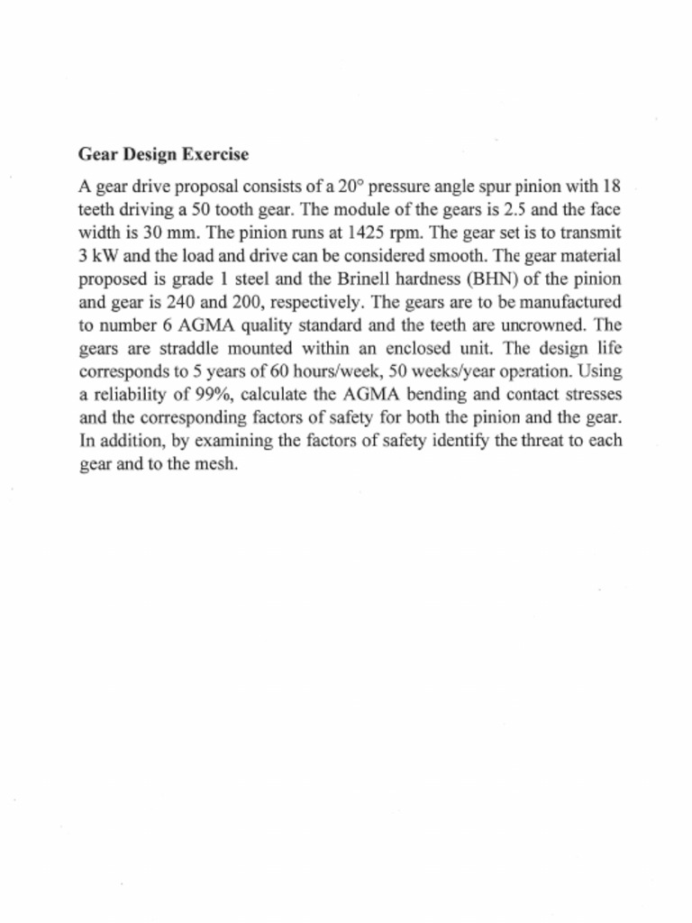 Gear Design Excercise 1 2023 - Solution | PDF