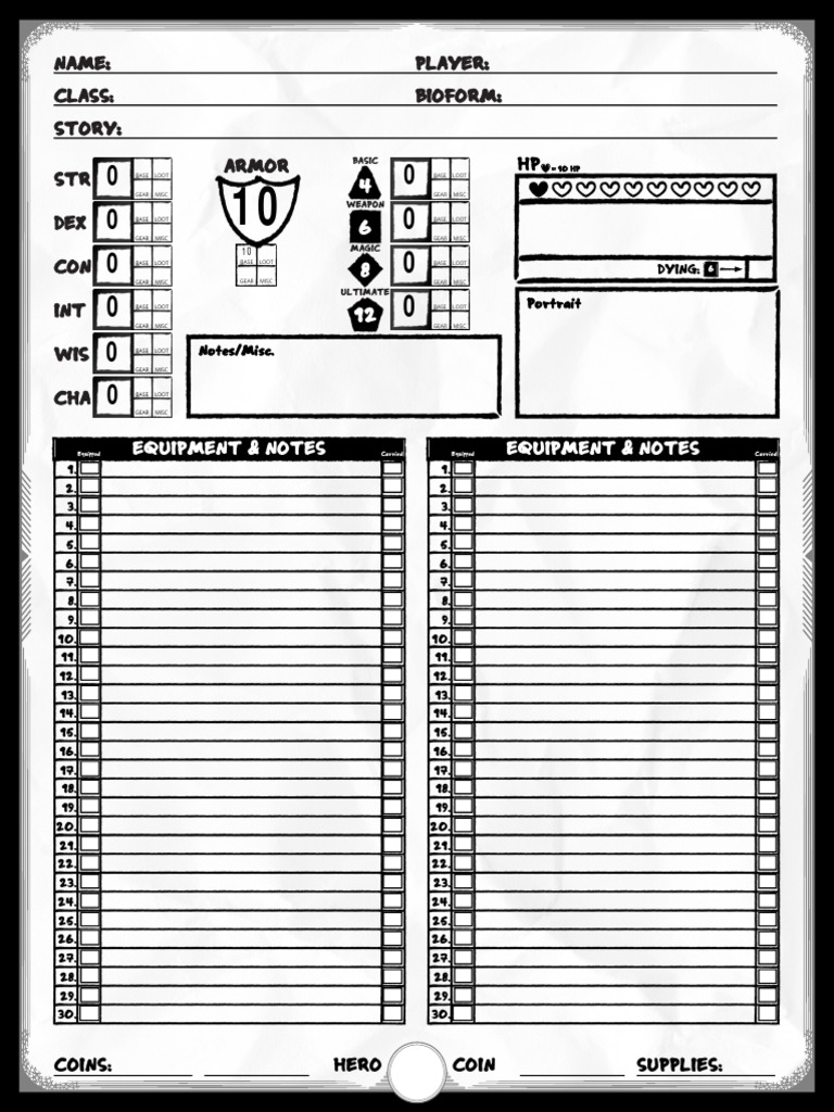 Character Sheet_form fillable_v1 | PDF | Role Playing Games