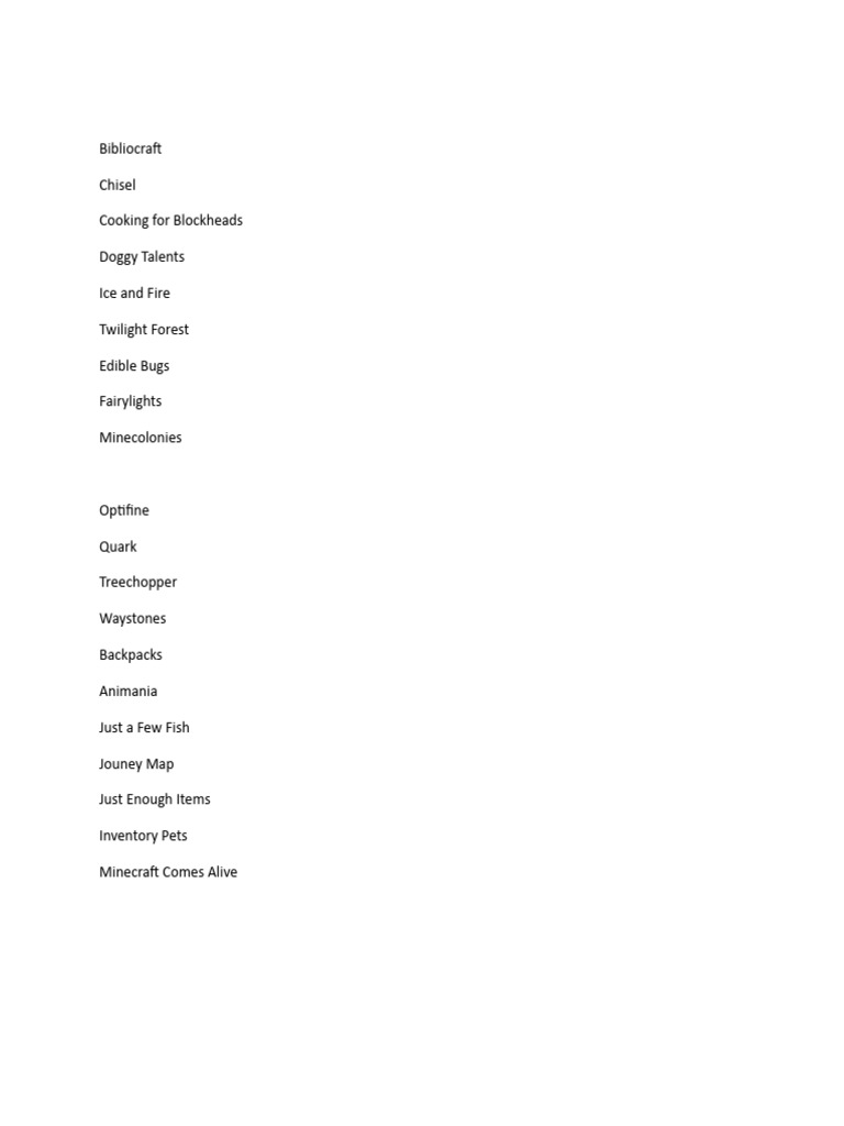 Essential Minecraft Mods List | PDF | Young Adult