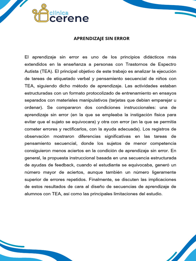 Aprendizaje Sin Error | PDF | Memoria | Recuperar (memoria)