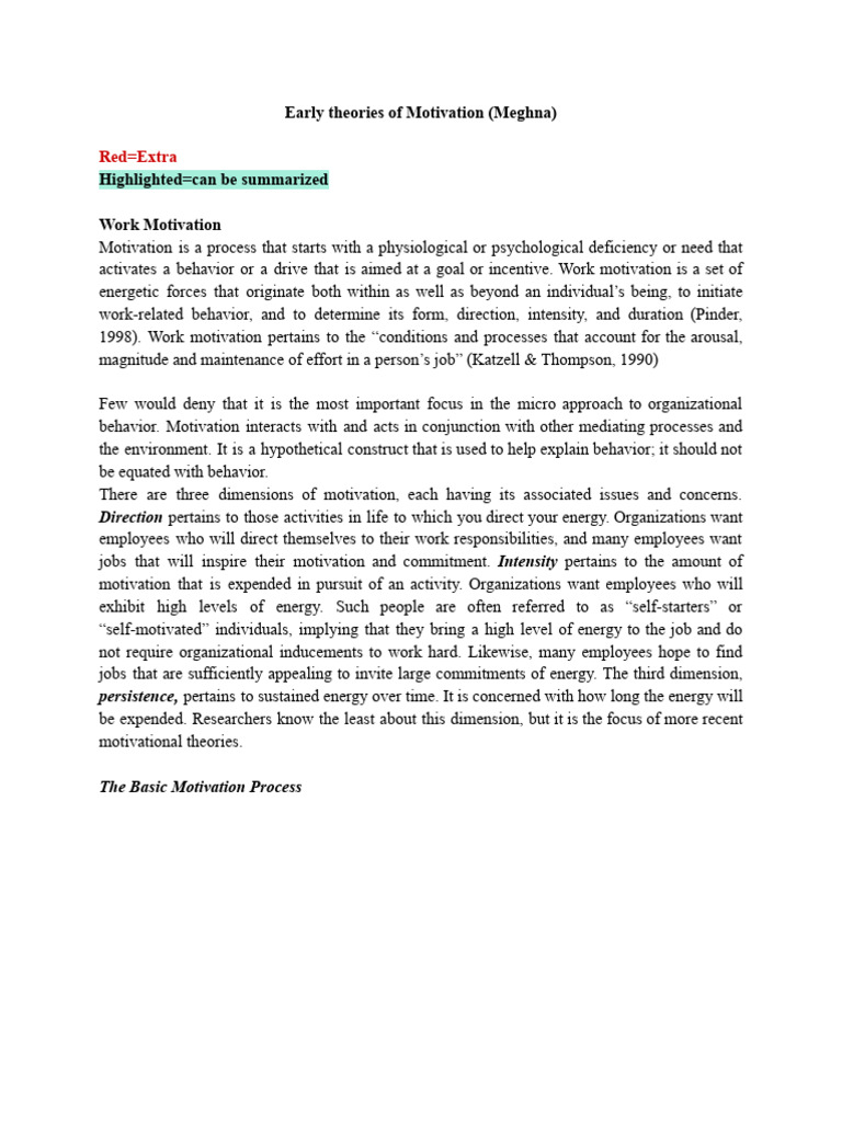 Early Theories | PDF | Motivational | Motivation