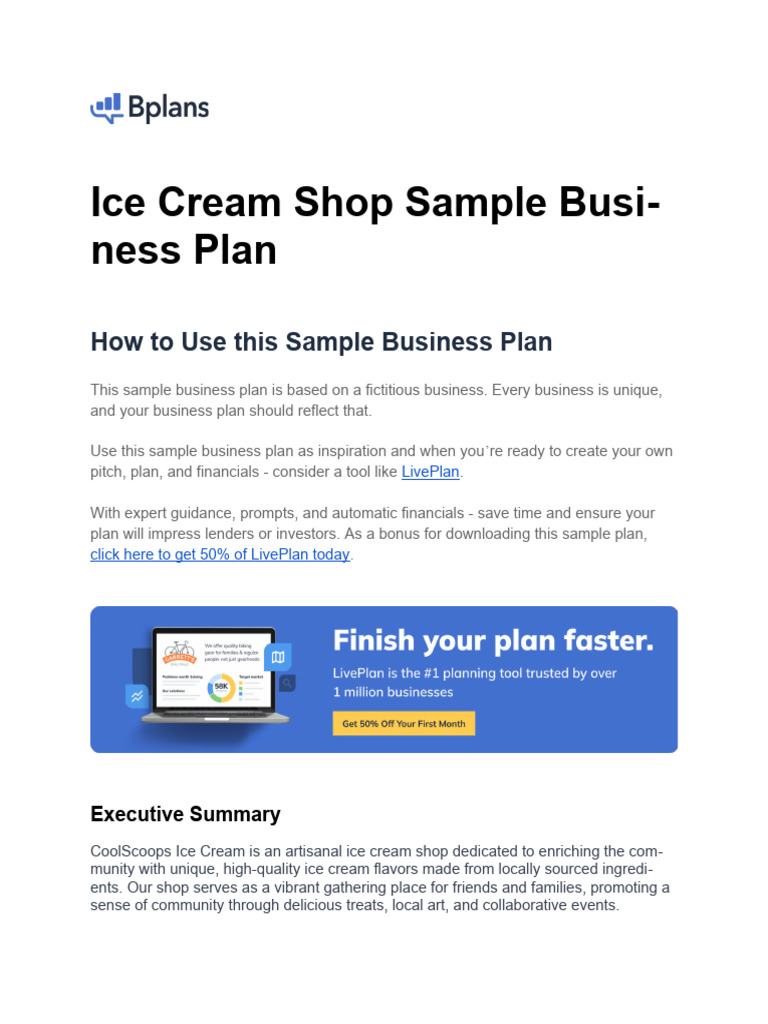 Ice Cream Shop Business Plan | PDF | Brand | Ice Cream