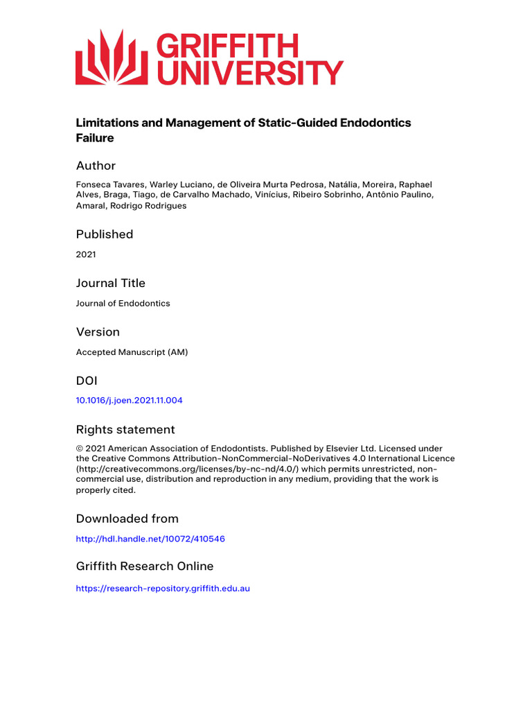 Limitations and Management of Static-Guided Endodontics Failure | PDF ...