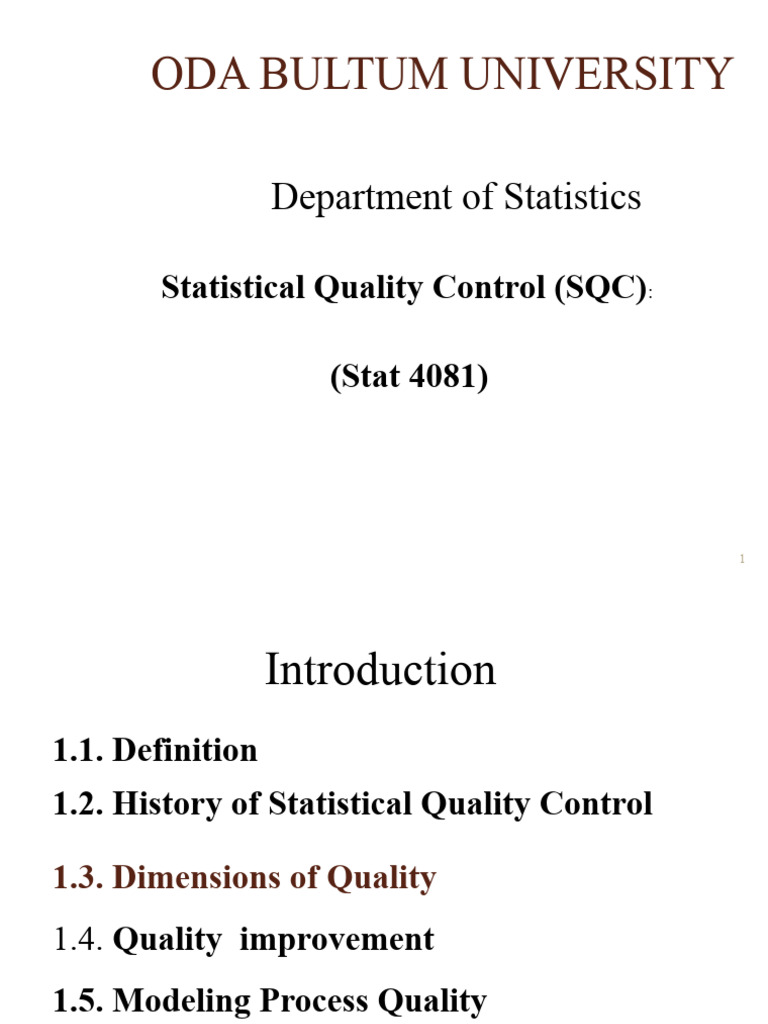 SQC (Chapter 1) | PDF | Statistics | Probability Distribution