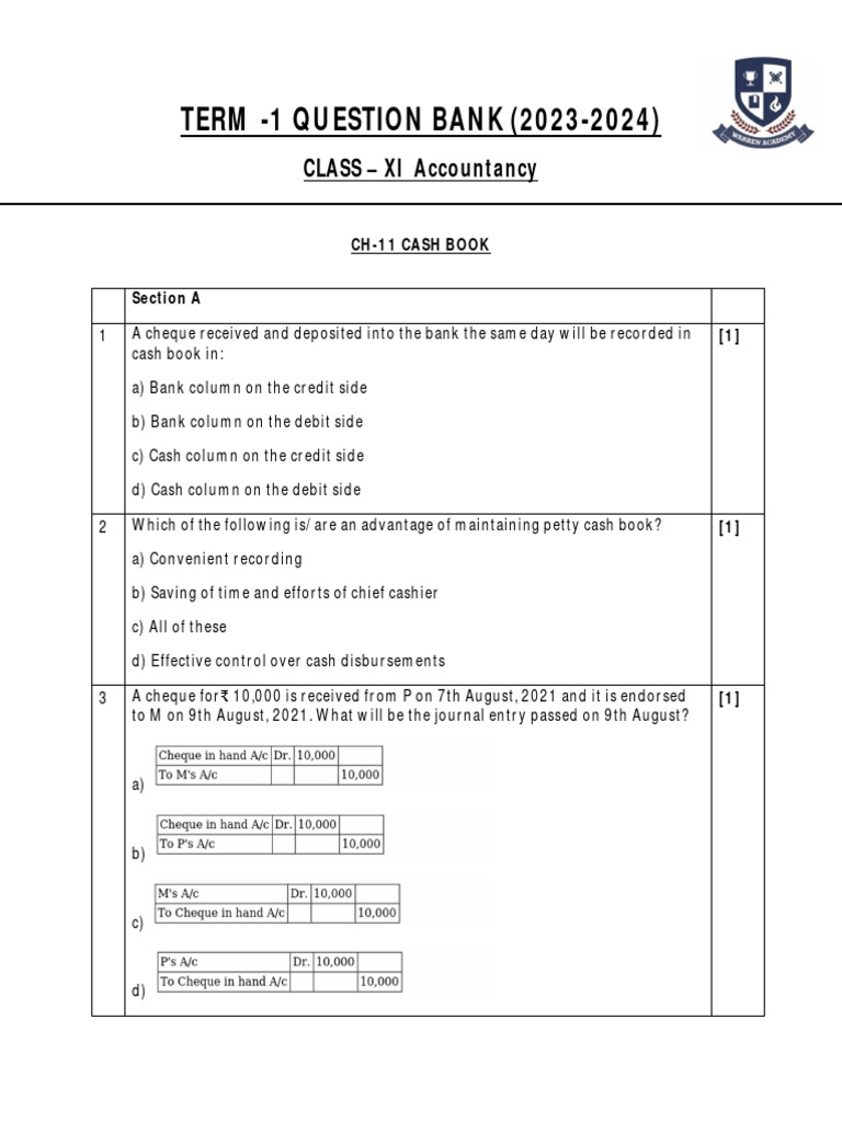 Class-Xi Accountancy Ch-11 Question Bank Term-1 (2023-24) | PDF ...