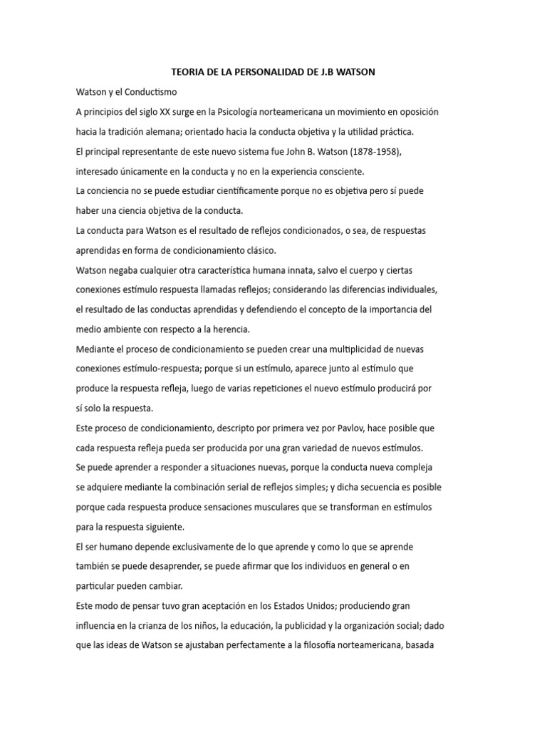 TEORIA DE WATSON Y SKINNER | Descargar gratis PDF | Behaviorismo ...