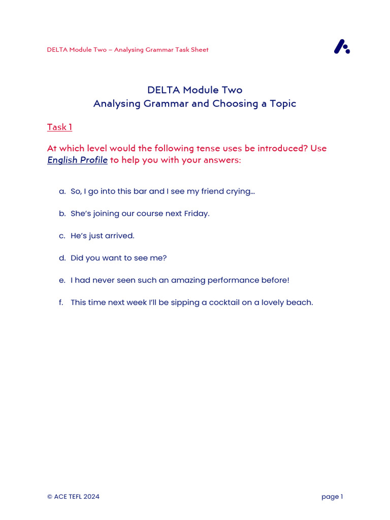 Analysing Grammar Task Sheet | PDF | Verb | Syntax