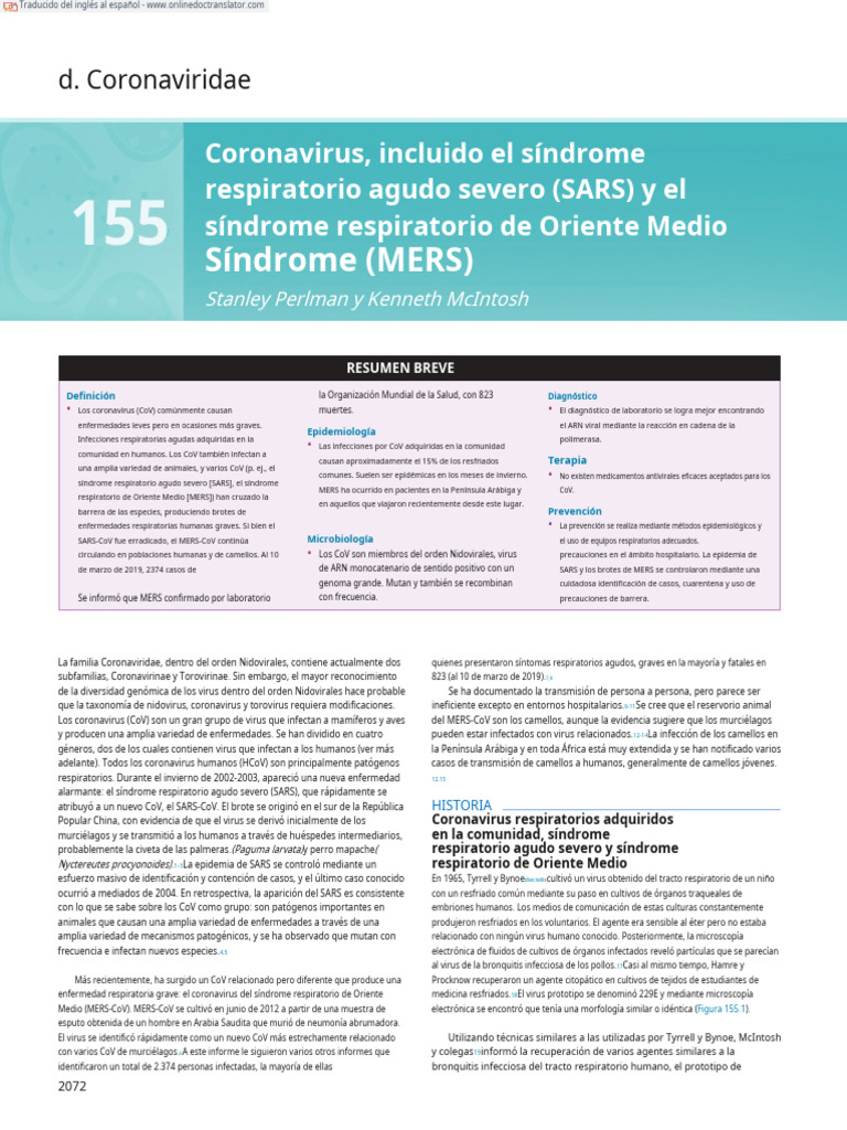 Cap 155 - SARS y MERS | PDF | Virus | Gene