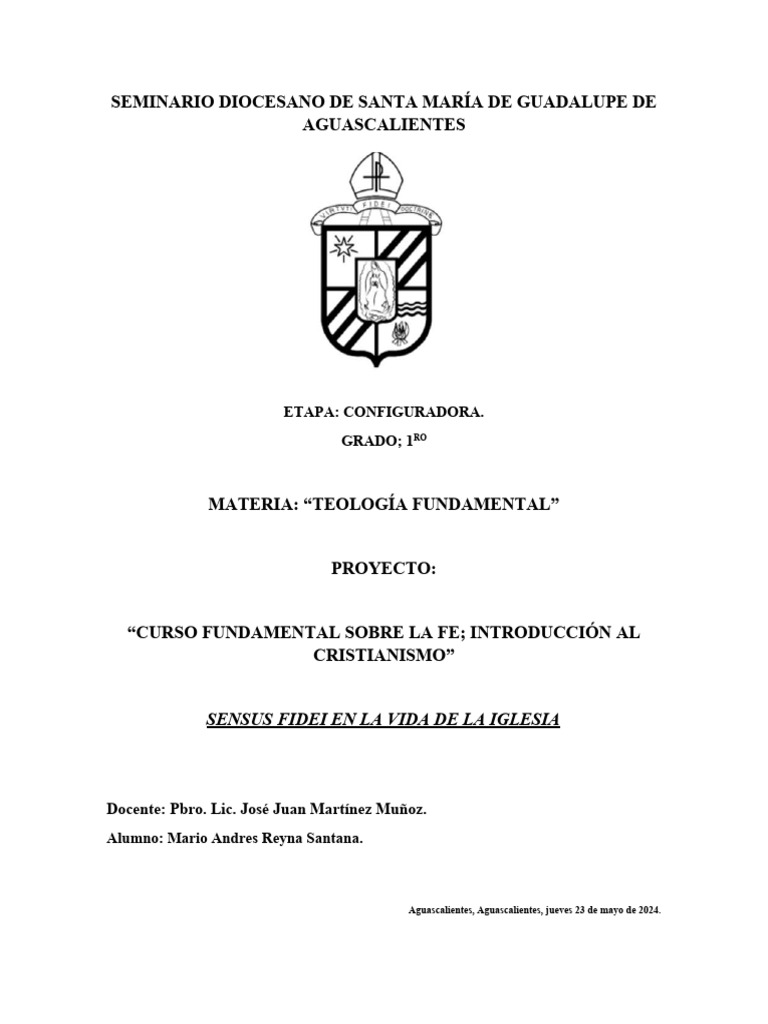 Sensus Fidei en la Iglesia | PDF | Iglesia Católica | Fe