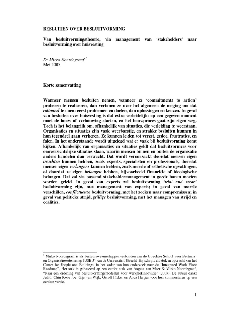 Besluiten Over Besluitvorming