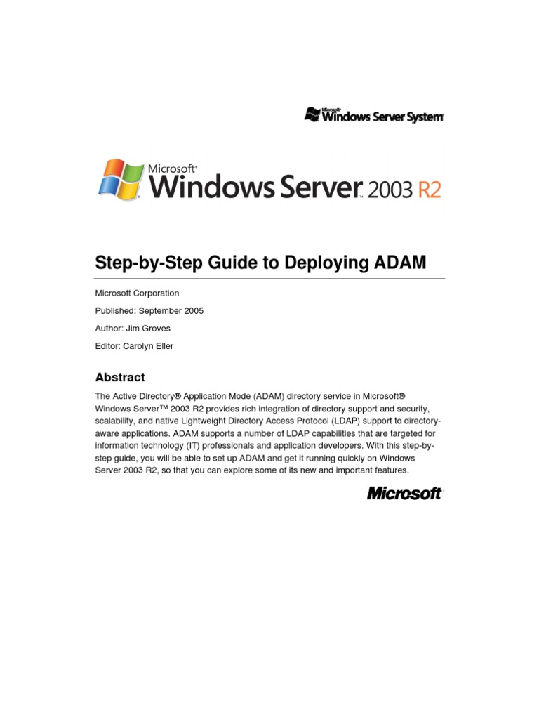 ADAM Step by Step Guide | PDF | Active Directory | Windows Server 2003
