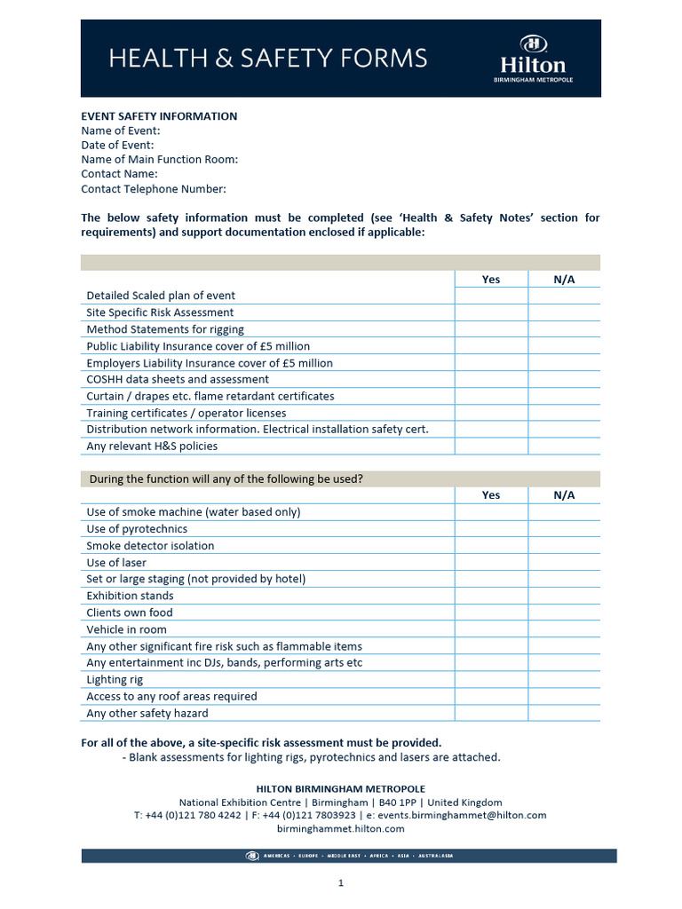Vdocument - in - Health Safety Forms PDF | PDF | Pyrotechnics | Food Safety