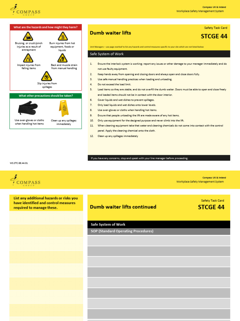Stcge 44 Dumb Waiter Lifts | PDF | Occupational Safety And Health | Safety