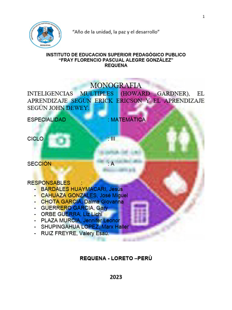 Monografia Inteligencias Múltiples | PDF | John Dewey | Inteligencia