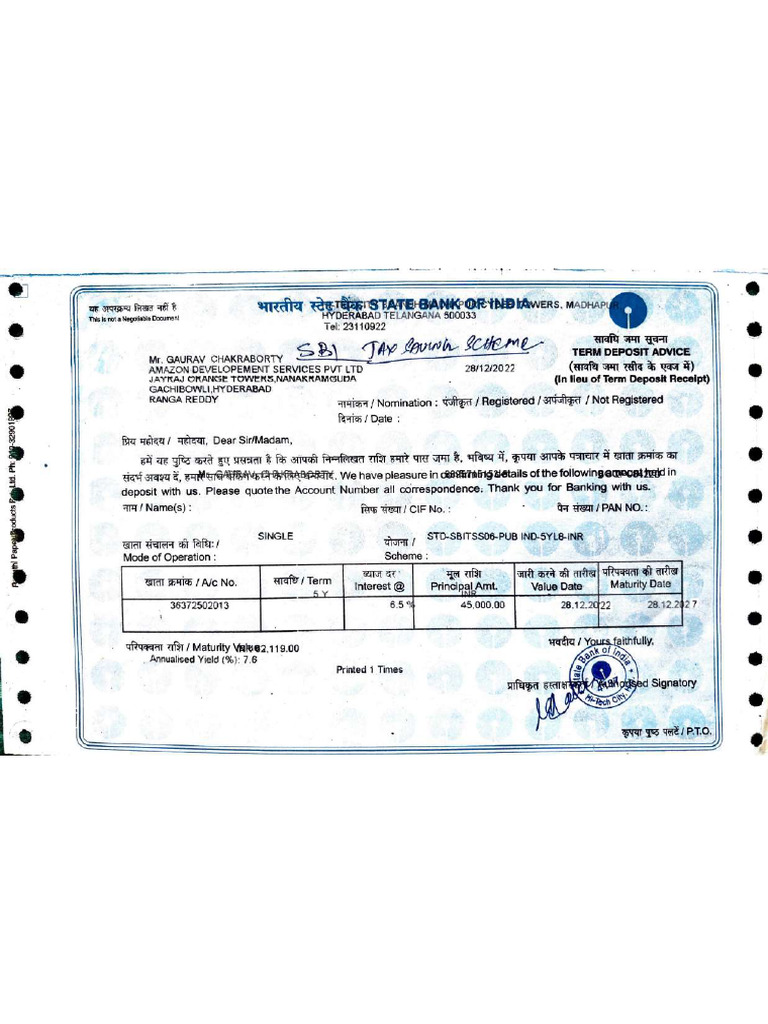 FD Certificate | PDF