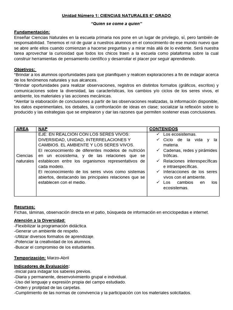 Unidad 1 Ciencias Naturales | PDF | Science | Aprendizaje