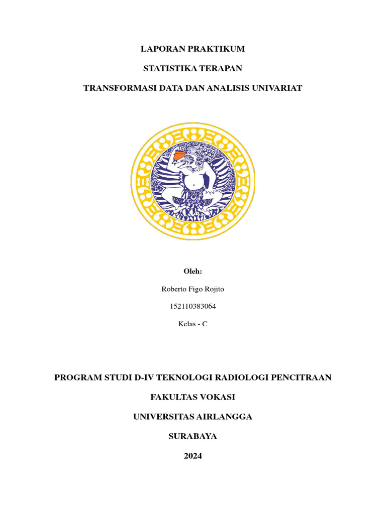 Laporan Praktikum Statistika Terapan Transformasi Data Dan Analisis Univariat | PDF ...