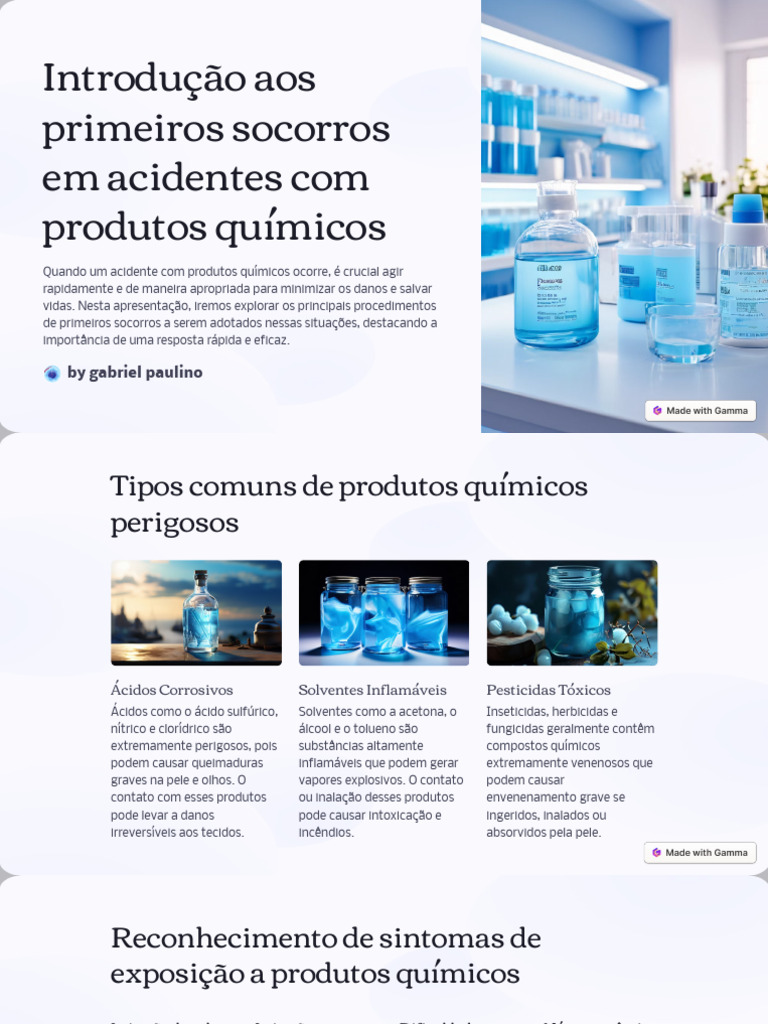 Introducao Aos Primeiros Socorros em Acidentes Com Produtos Quimicos ... Introducao Aos Primeiros Socorros em Acidentes Com Produtos Quimicos ...