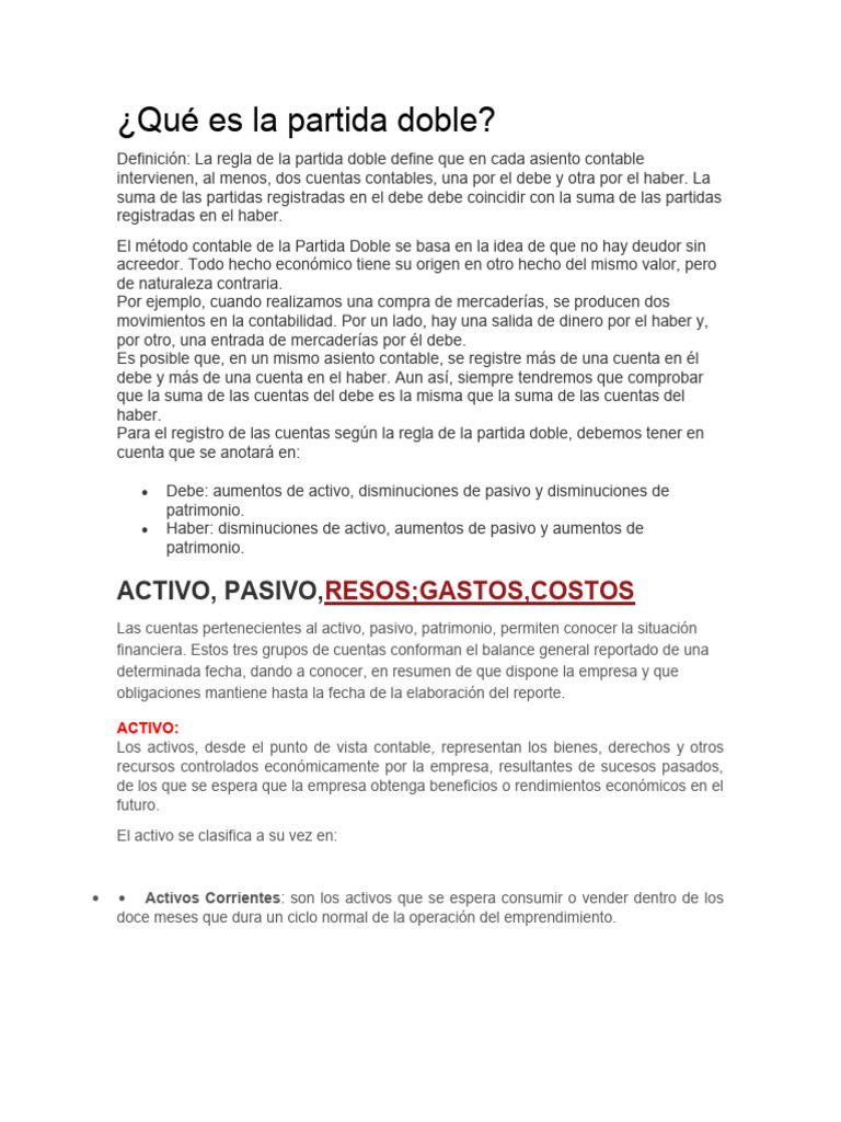 Qué Es La Partida Doble | PDF | Contabilidad | Business
