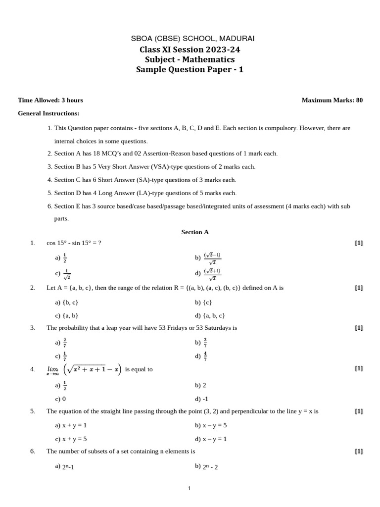 10 Sample Papers-Maths | PDF | Analytic Geometry | Elementary Geometry