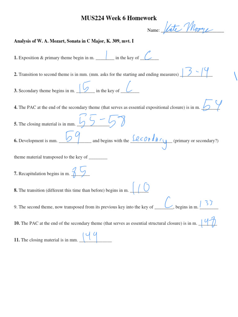 MUS224 Week 6 Homework | PDF