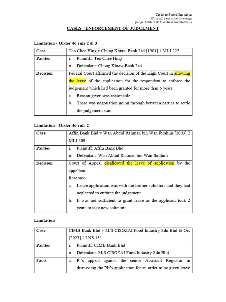 ENFORCEMENT - CASES | Download Free PDF | Judgment (Law) | Garnishment