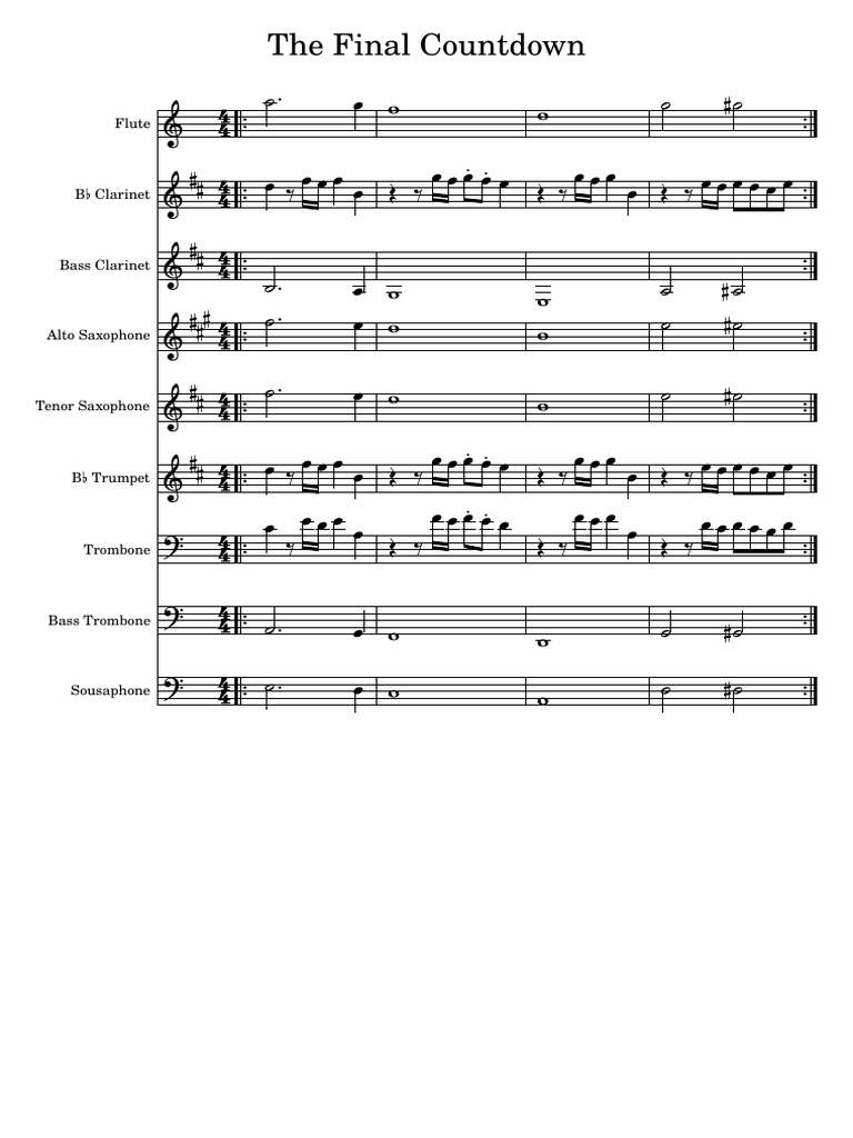 The Final Countdown | PDF | Music Technology | Woodwind Instruments