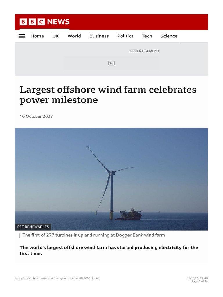 Largest Offshore Wind Farm Celebrates Power Milestone - BBC News ...